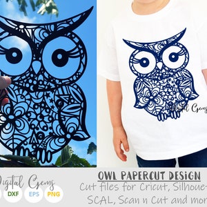 Owl Paper Cut Svg / Dxf / Eps / Files and Pdf / Png Printable Templates ...
