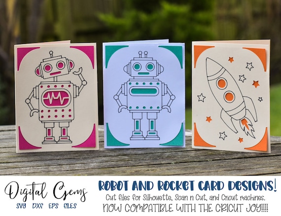 Rocket and Robot Card Designs Svg / Dxf / Eps Files. Digital | Etsy UK