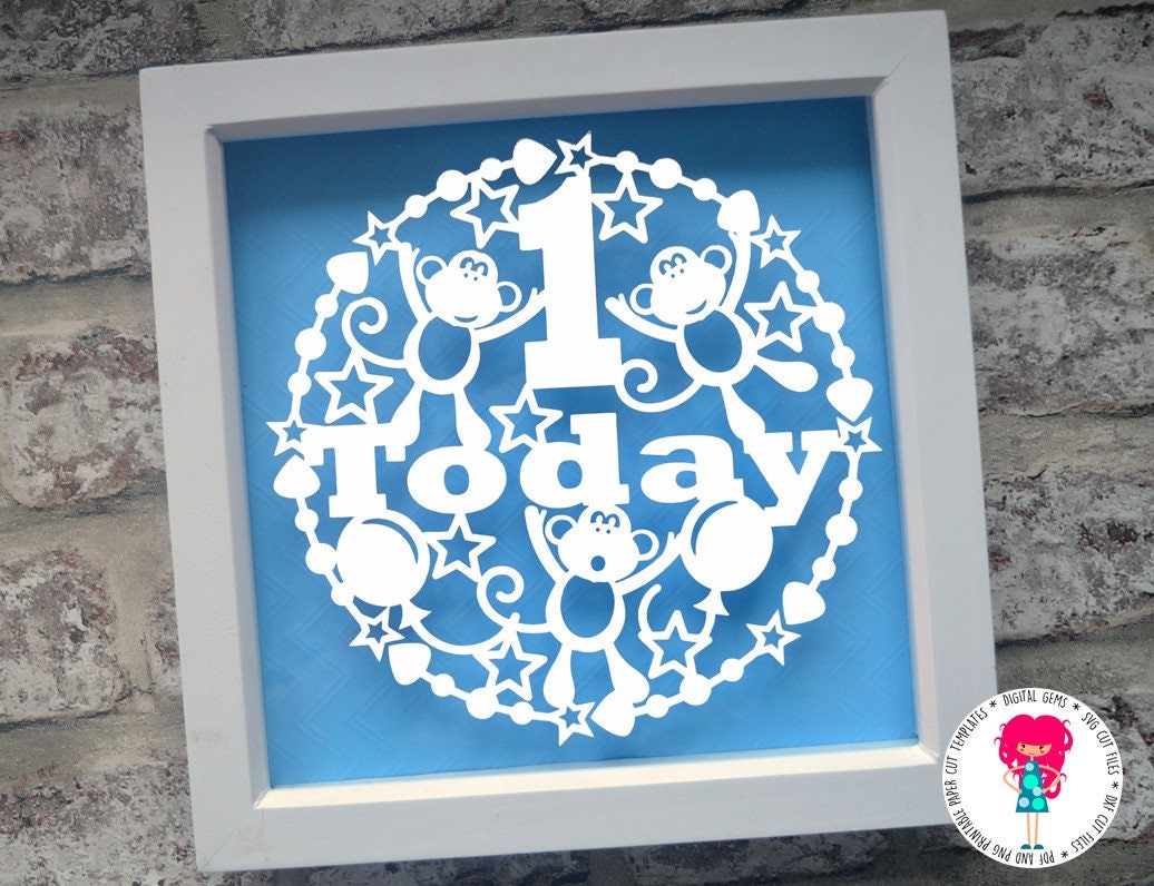 1 Today Monkey Paper Cut Svg / Dxf / Eps / Files and Pdf / | Etsy