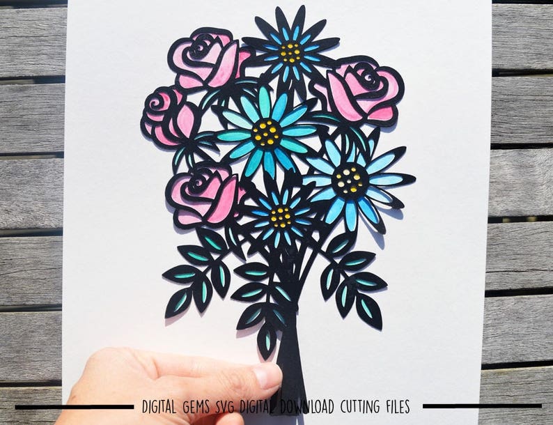 Blume Blumenstrauß Scherenschnitt Svg / Dxf / Eps-Dateien und - Etsy.de
