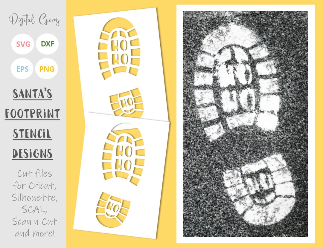 Santa Footprint Stencils Svg / Dxf / Eps / Png Files. Digital Download ...