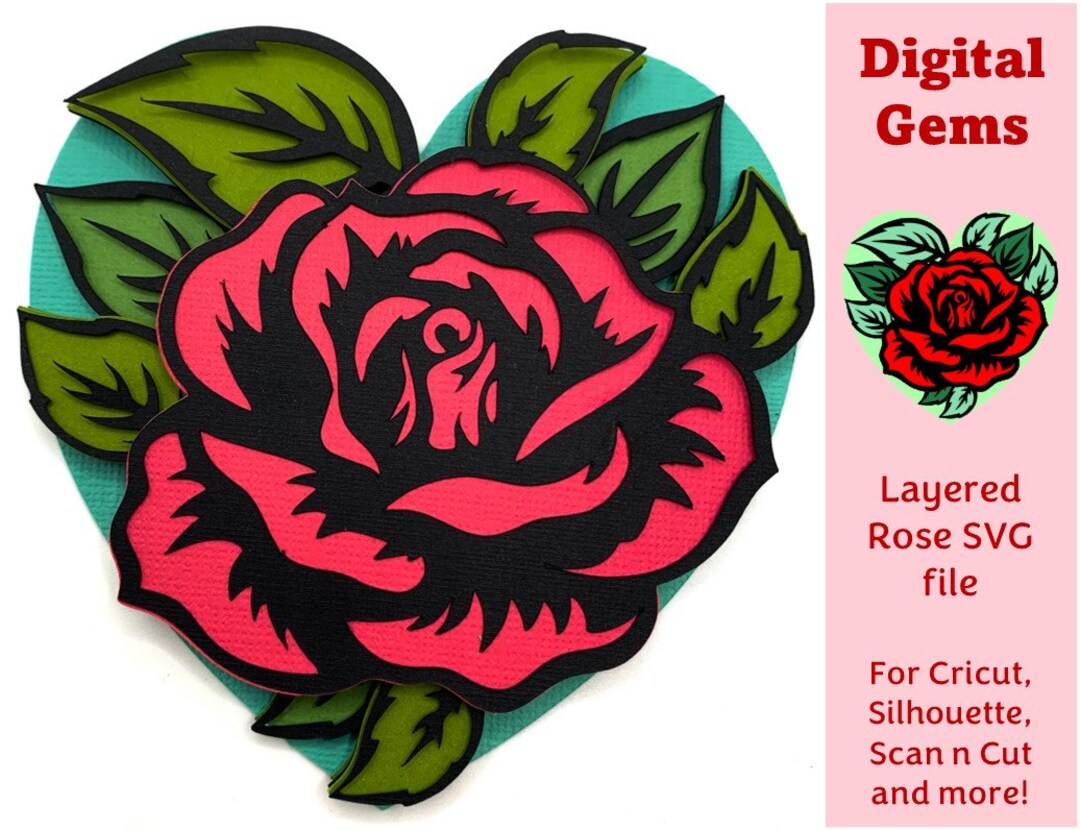 Rose Shadow Box SVG | Digital Download. Works With Cricut Joy / Explore ...