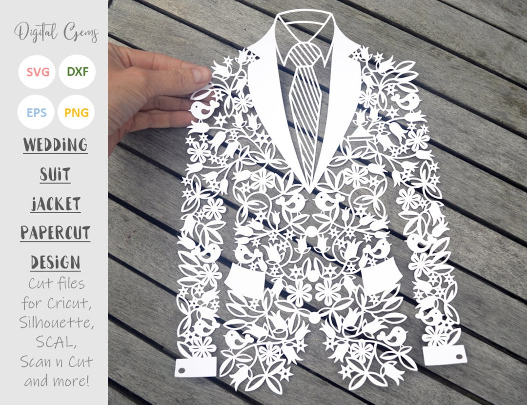 Wedding, Suit Jacket Paper Cut Design. Svg / Dxf / Eps Files and Pdf ...