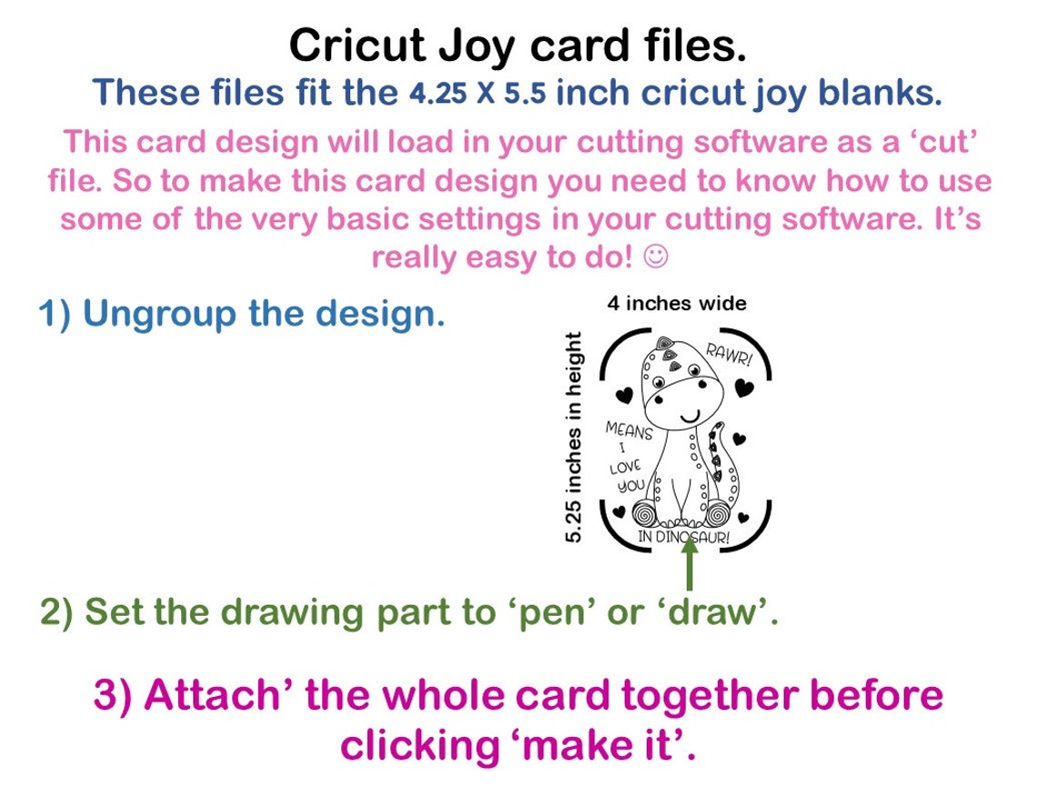 Dinosaur Insert Card Design. Digital Download, Cricut Joy / Cricut ...