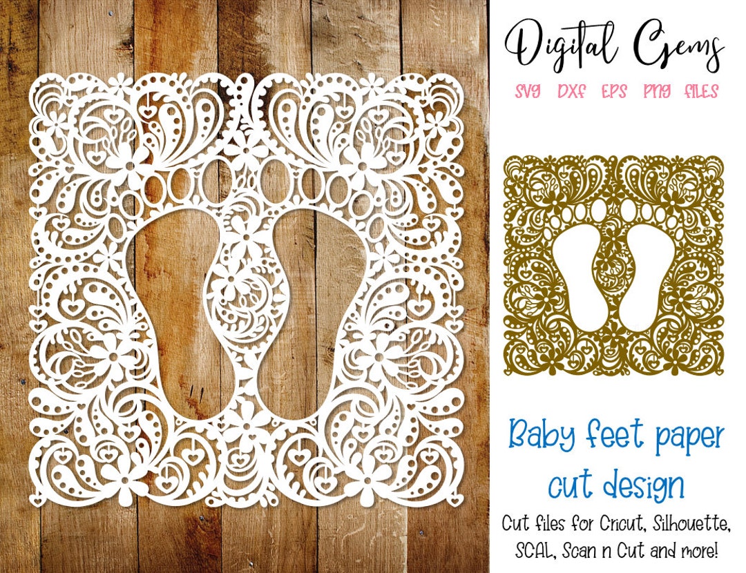 Baby Feet Paper Cut Svg / Dxf / Eps / Files and Pdf / Png Printable ...