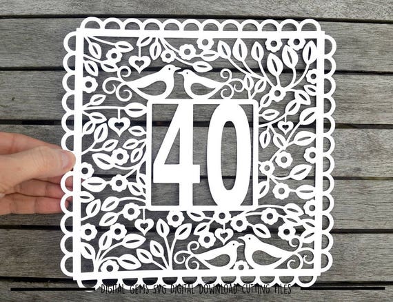 Number 40 paper cut svg / dxf / eps / files and pdf / png | Etsy