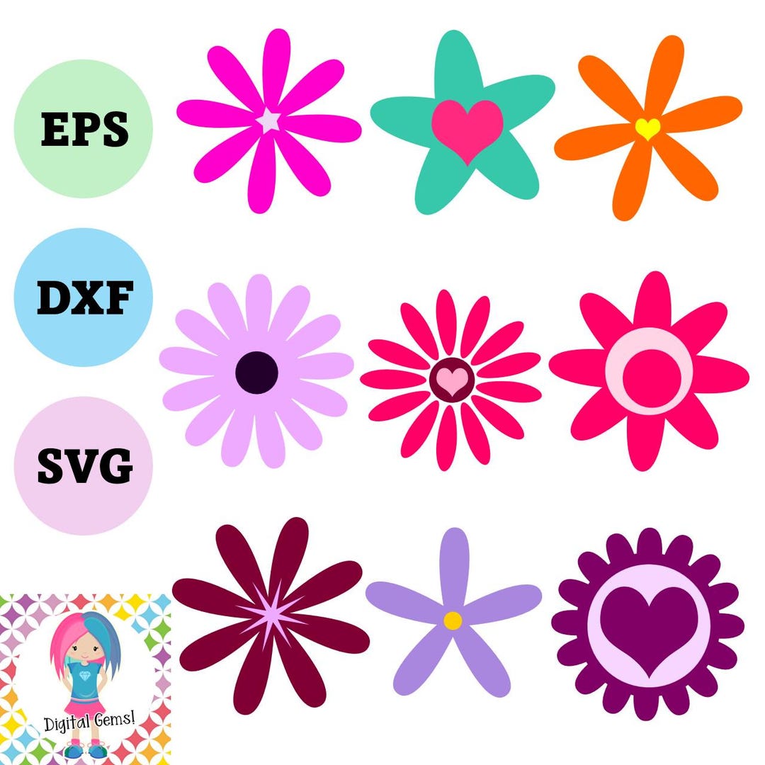 Cute Flower SVG Bundle | Digital Download | Layered Floral Vinyl and ...