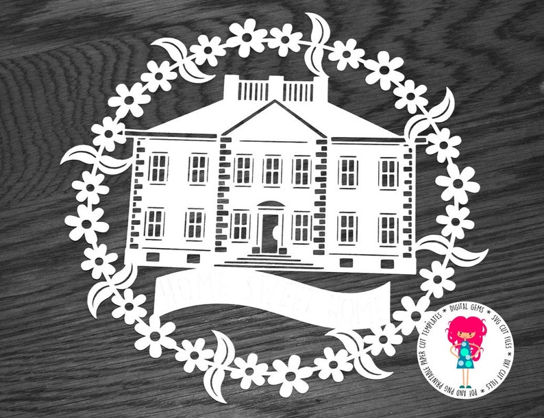 Home Paper Cut Template with Blank Banner to Add Your Own - Etsy UK