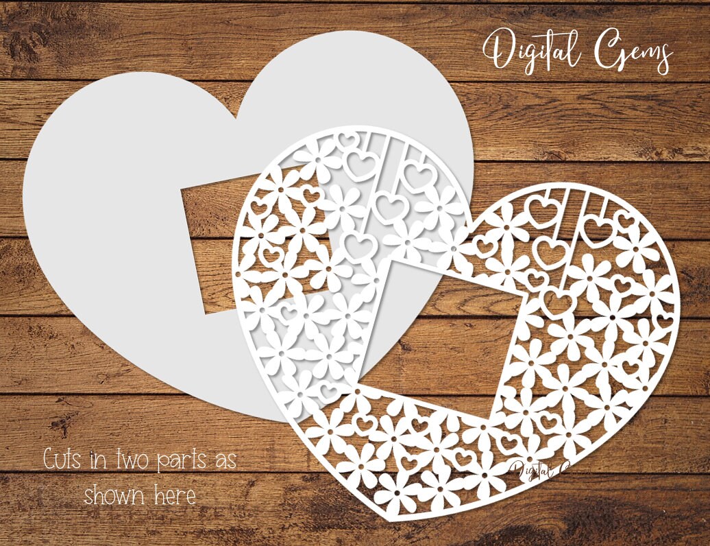 Heart Paper Cut Design. Svg / Dxf / Eps / Png Files and Pdf / Png ...