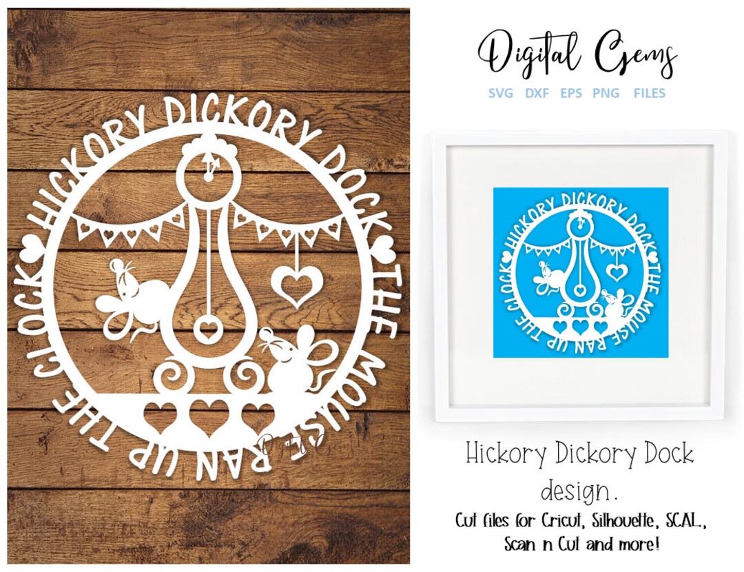 Hickory Dickory Dock Paper Cut Design. Svg / Dxf / Eps Files and Pdf ...