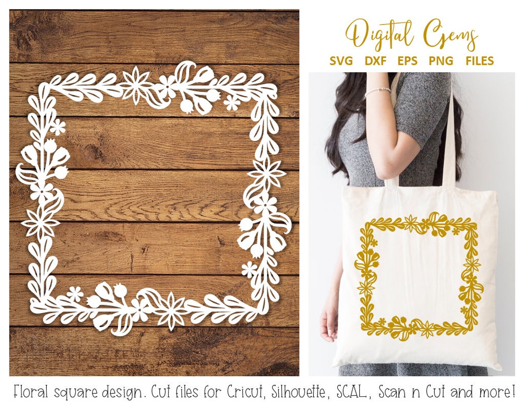 Flower Square Monogram Frame Paper Cut Design. Svg / Dxf / Eps - Etsy UK