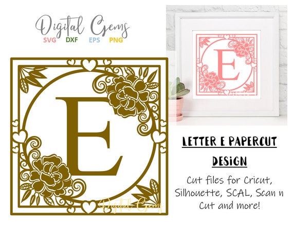 Letter E Paper Cut Design. Svg / Dxf / Eps / Files and Pdf | Etsy