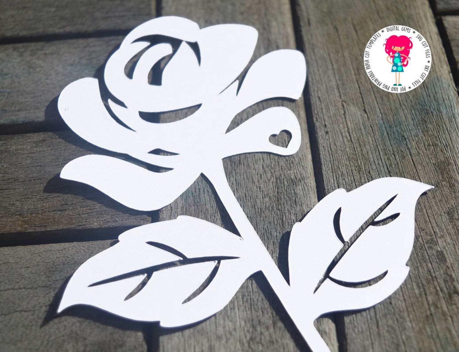 Rose Paper Cut Svg / Dxf / Eps / Files and Pdf / Png Printable ...