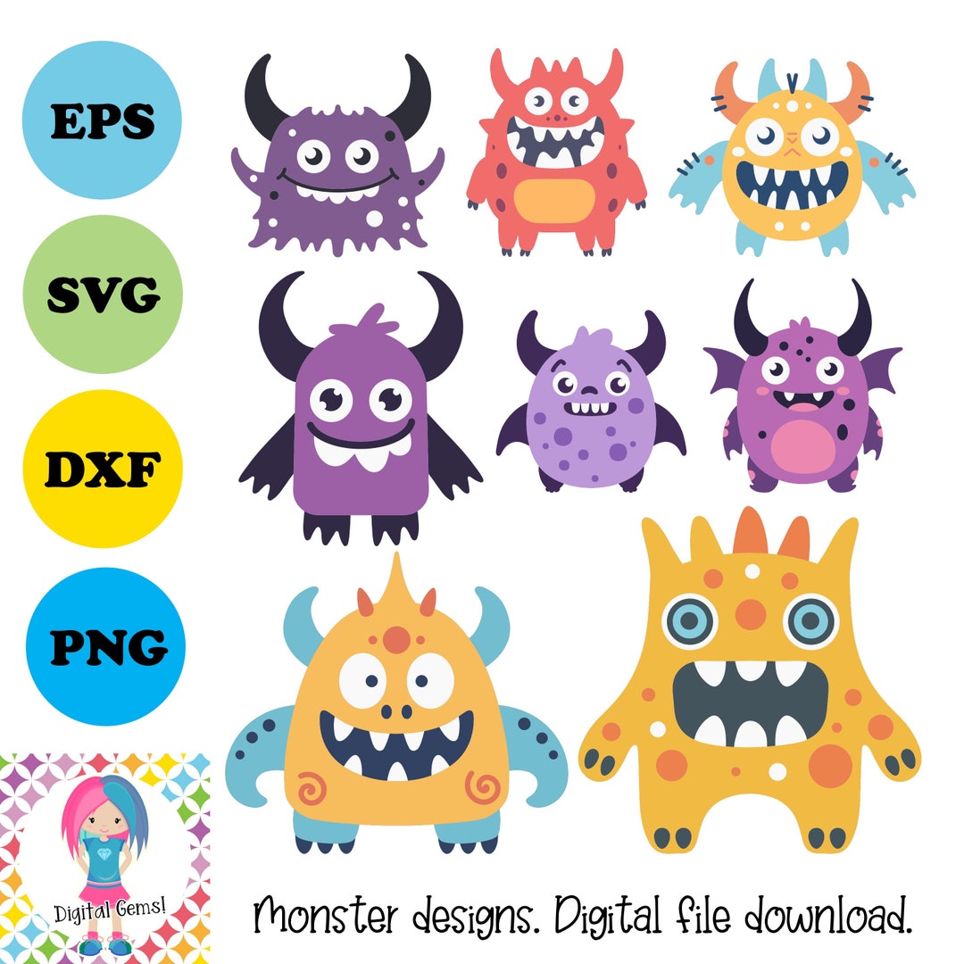 Monster SVG: 8 Paper Craft Designs (digital Download) - Etsy