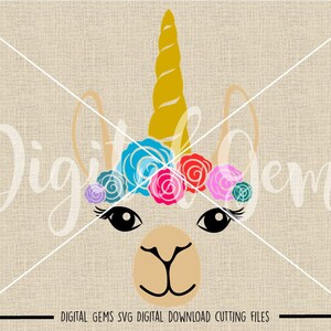 Llama Unicorn Face Svg / Dxf / Eps / Png Files. Digital Download ...