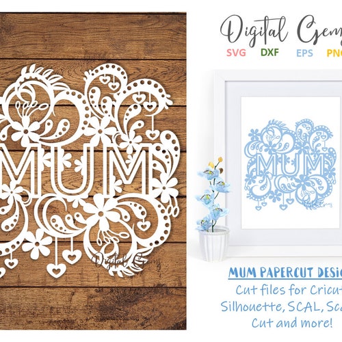 Happy Mothers Day Paper Cut Design. Svg / Dxf / Eps / Files - Etsy