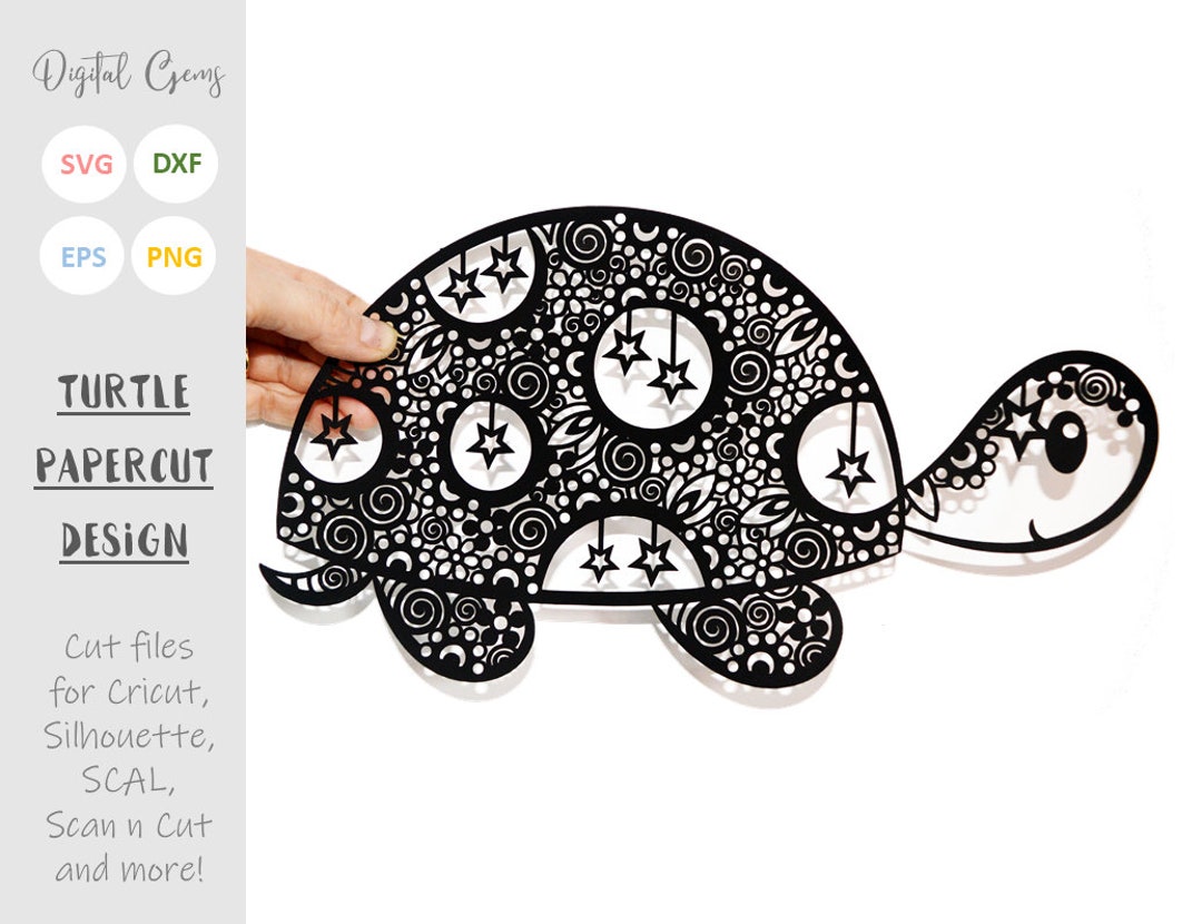 Turtle, Zentangle Paper Cut Design. Svg / Dxf / Eps / Files and Pdf ...