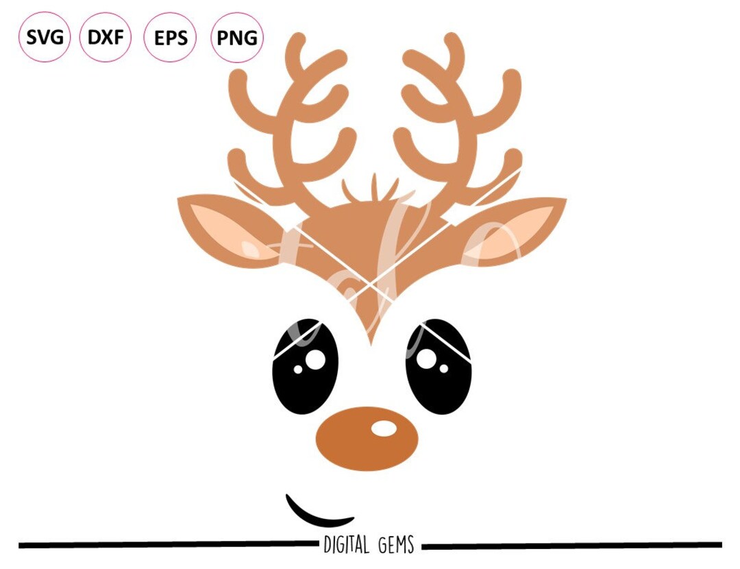 Reindeer Face Svg / Dxf / Eps / Png Files. Digital Download. Compatible ...