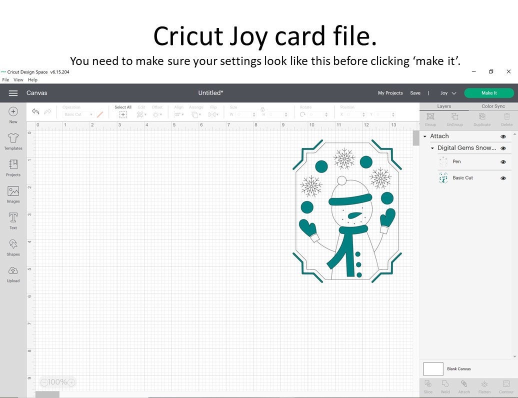 Snowman, Christmas Insert Card Design. Digital Download, Cricut Joy ...
