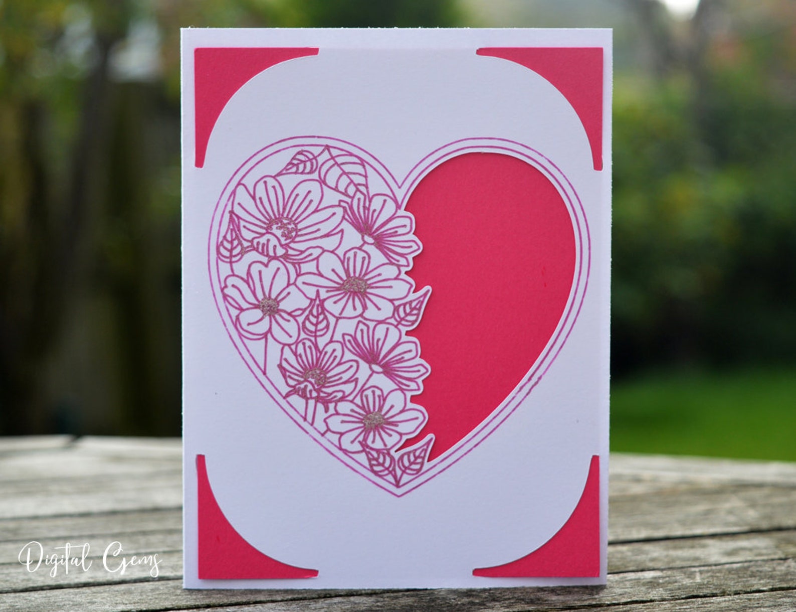 Flower heart card svg / dxf / eps files. Digital download. | Etsy