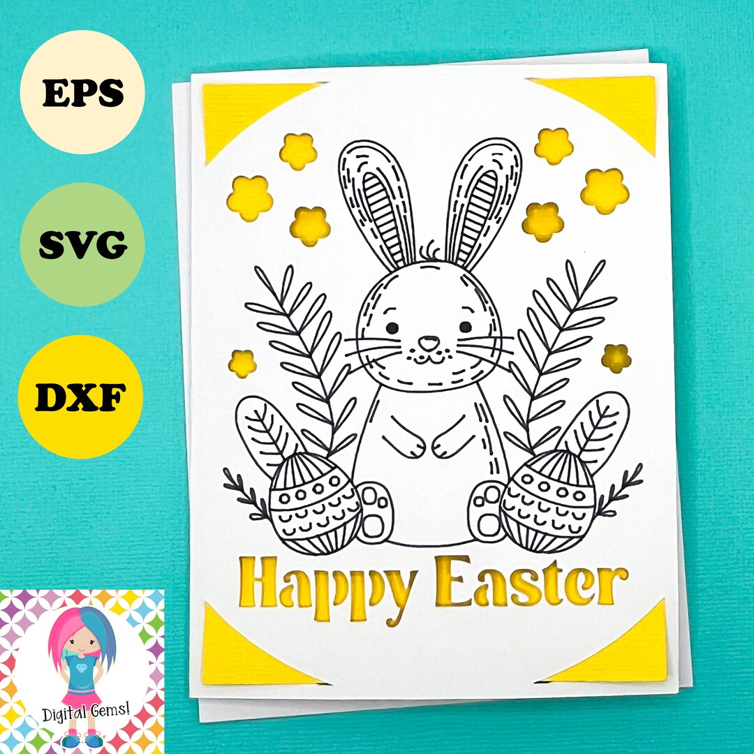 Easter Bunny Insert Card Design: Cricut, Silhouette, Scanncut (digital ...