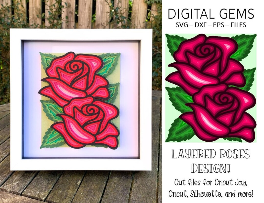 Roses Shadow Box SVG | Digital Download. Works With Cricut Joy ...