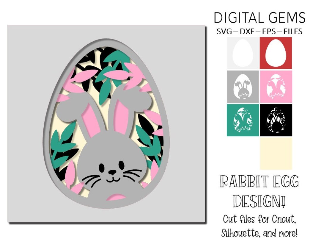 Easter Egg SVG | Rabbit Shadow Box Design. Digital Download. Works With ...
