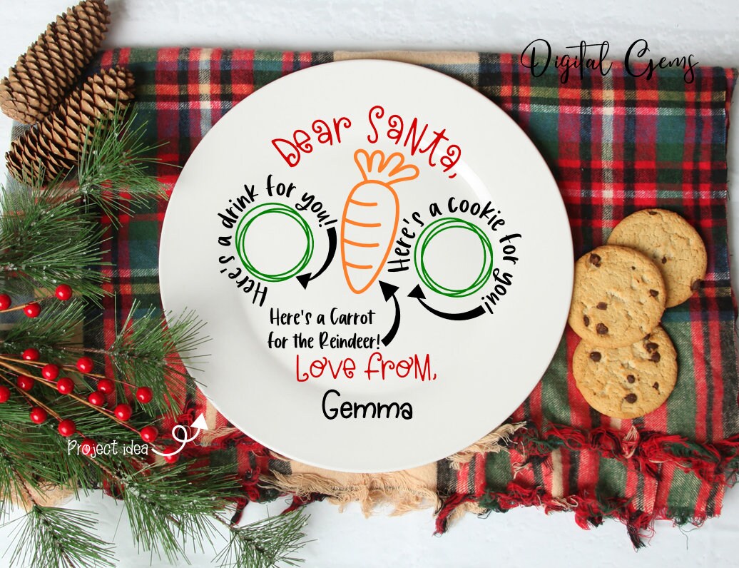 Santa Plate Design. Svg / Dxf / Eps / Png Files. Digital | Etsy
