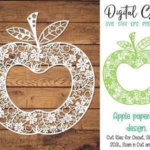 Teacher Apple Paper Cut Design. Svg / Dxf / Eps / Png Files and Pdf ...