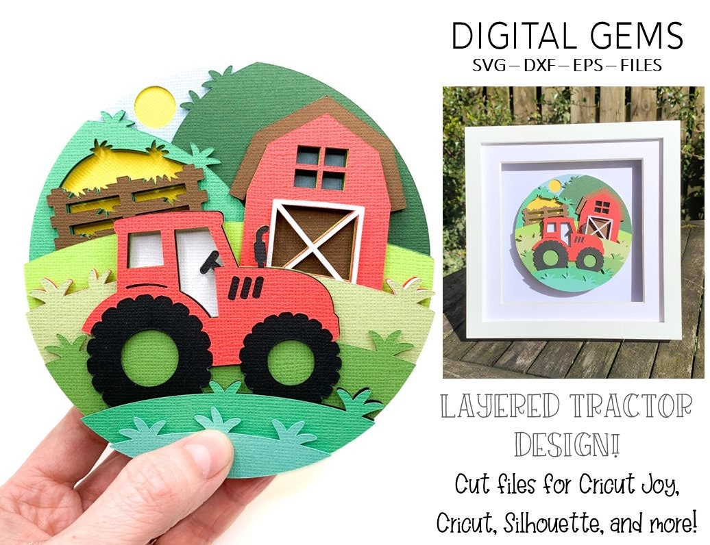 Tractor Shadow Box SVG Digital Download. Works With Cricut - Etsy UK