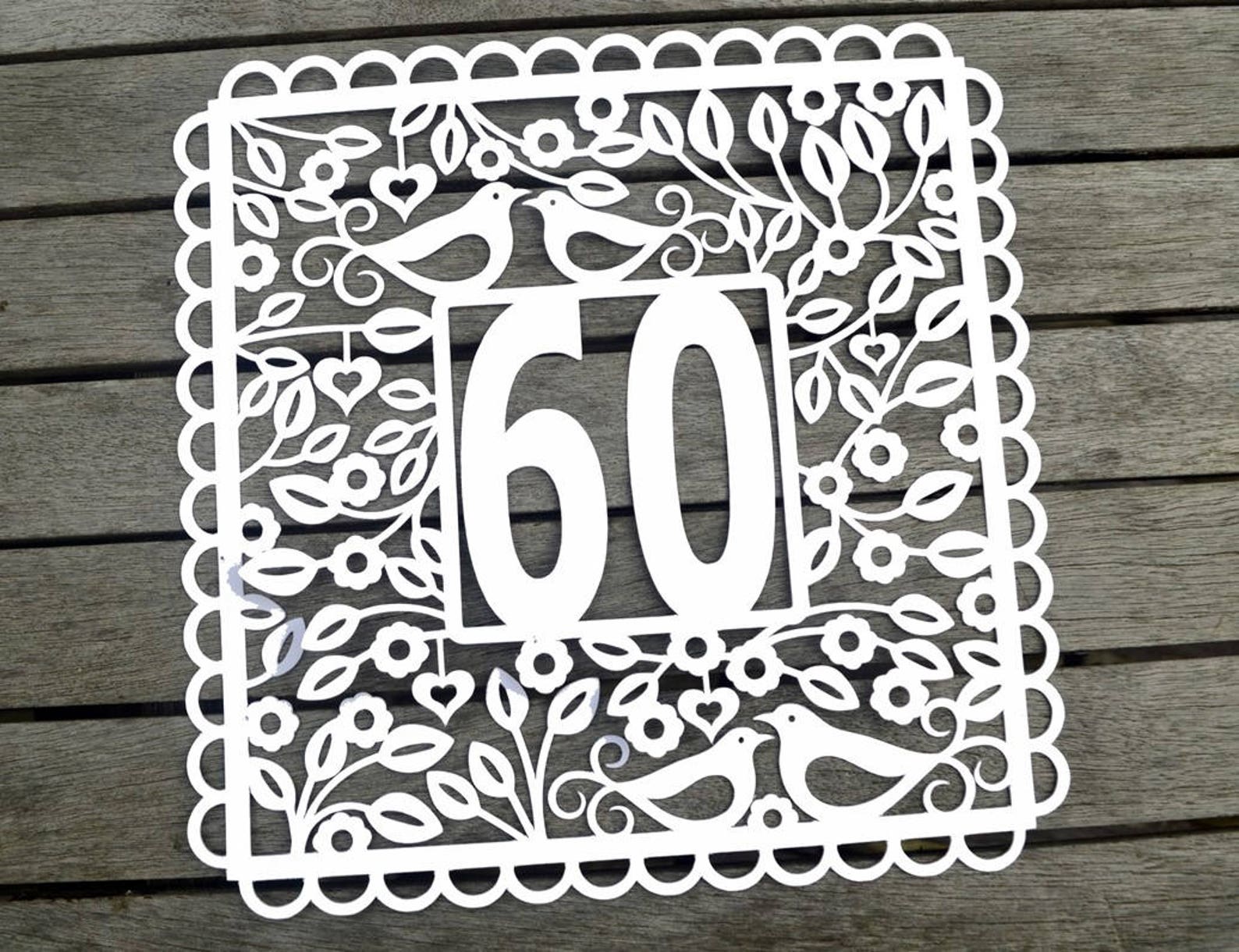 Number 60 Paper Cut Svg / Dxf / Eps / Files and Pdf / Png Printable ...