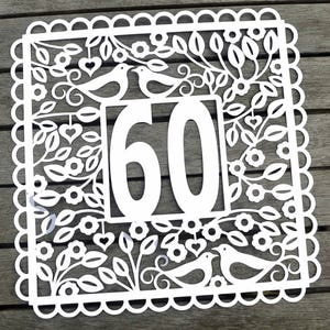 Number 60 Paper Cut Svg / Dxf / Eps / Files and Pdf / Png Printable ...