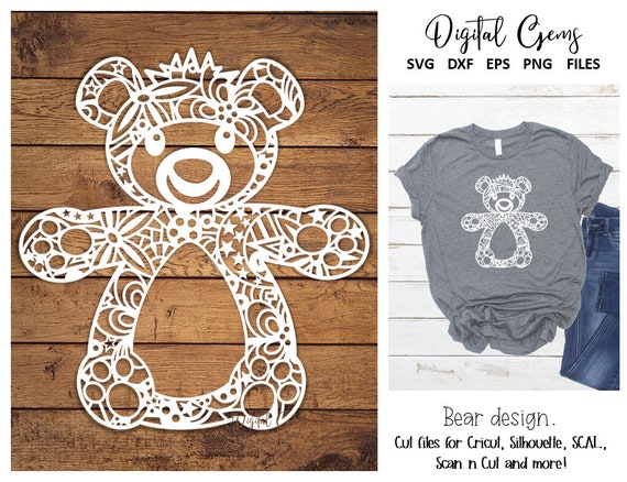 Teddy bear paper cut design. svg / dxf / eps / png files and | Etsy