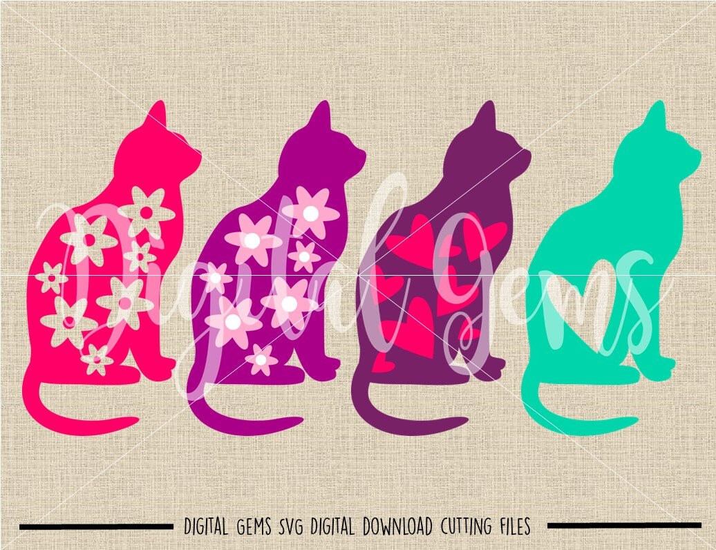 Cat Svg / Dxf / Eps / Png Files. Digital Download. Compatible | Etsy