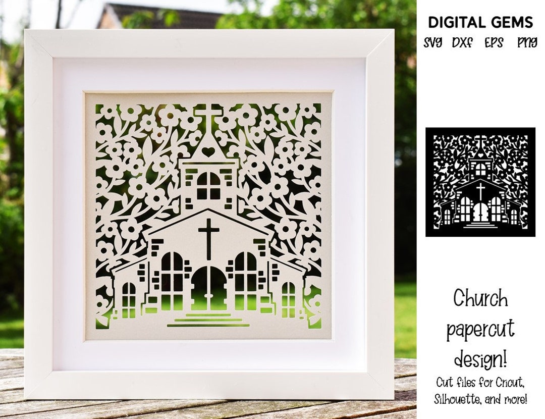 Church Paper Cut Design. Christening / Baptism / Wedding / Engagement ...