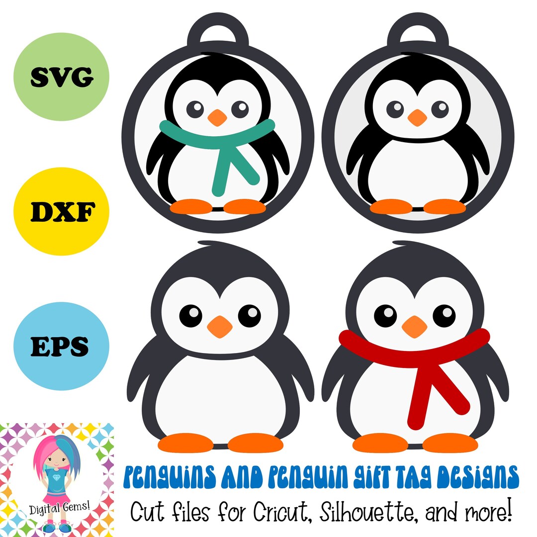 Penguin and Penguin Gift Tag Designs. SVG Files. Digital Download ...