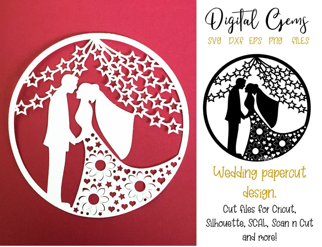 3D Wedding Paper Cut Design. Svg / Dxf / Eps / Png Files and Pdf / Png ...
