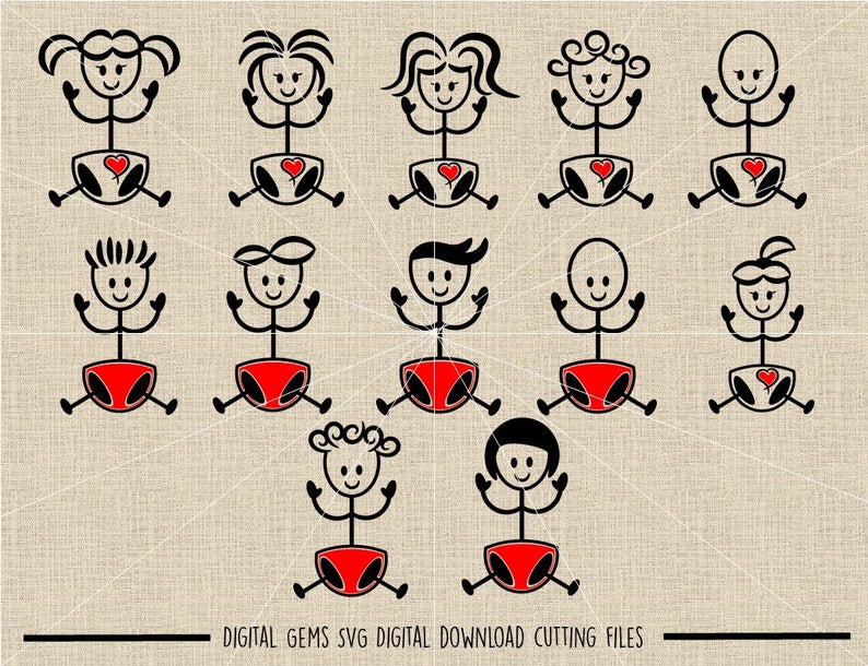 Baby Stick Figure People Svg / Dxf / Eps / Png Files. Digital - Etsy