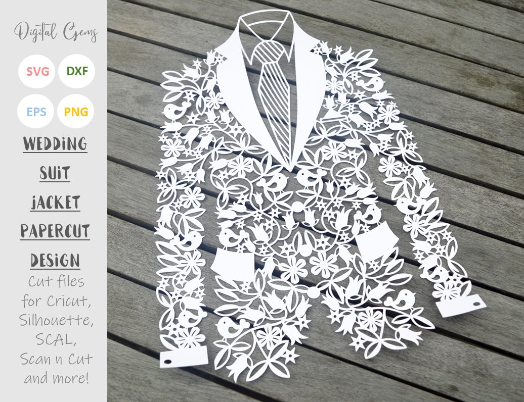 Wedding, Suit Jacket Paper Cut Design. Svg / Dxf / Eps Files and Pdf ...