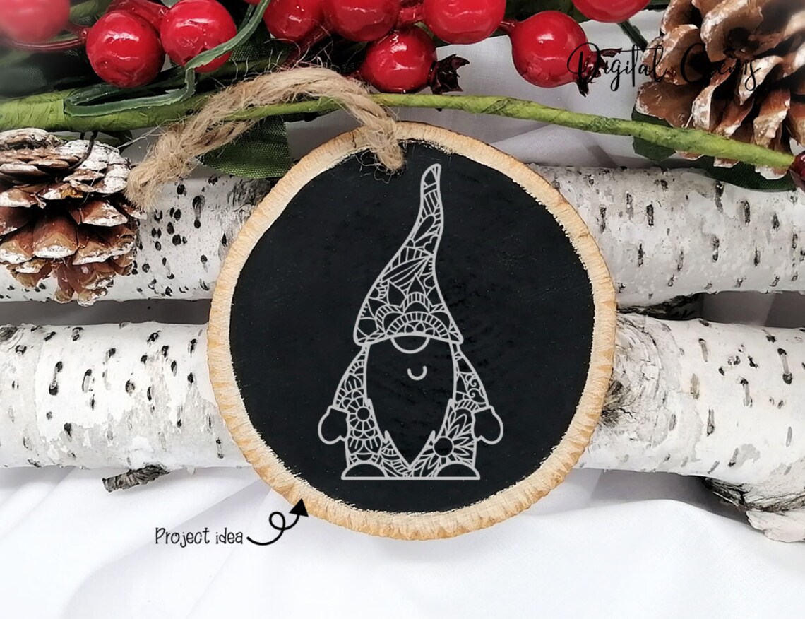 Zentangle Gnome Christmas design svg / dxf / eps / png files. | Etsy