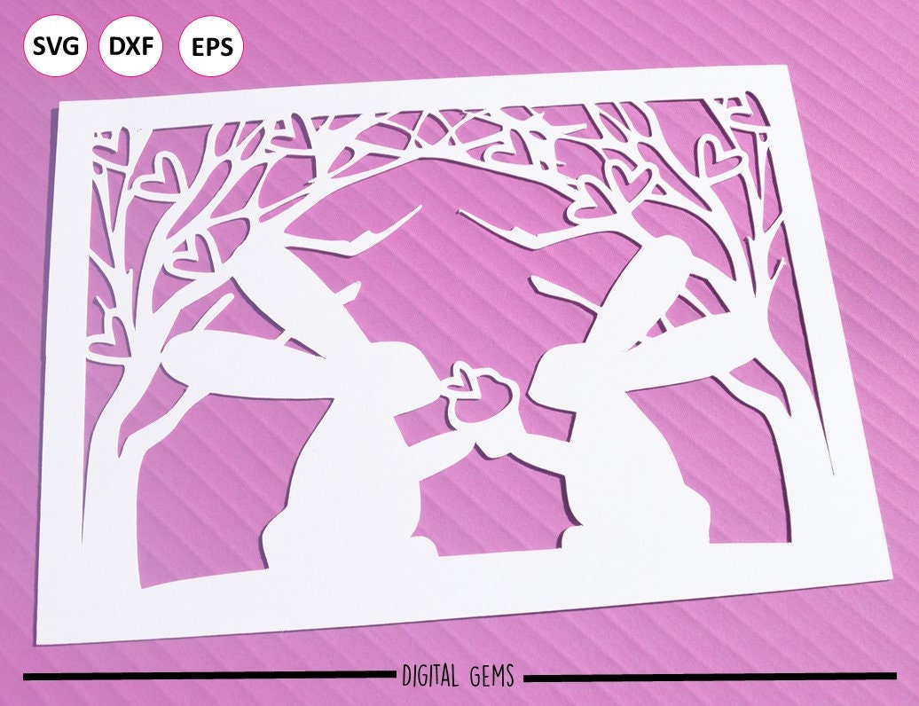 Rabbit Birthday Paper Cut Svg / Dxf / Eps Files and Pdf / Png - Etsy