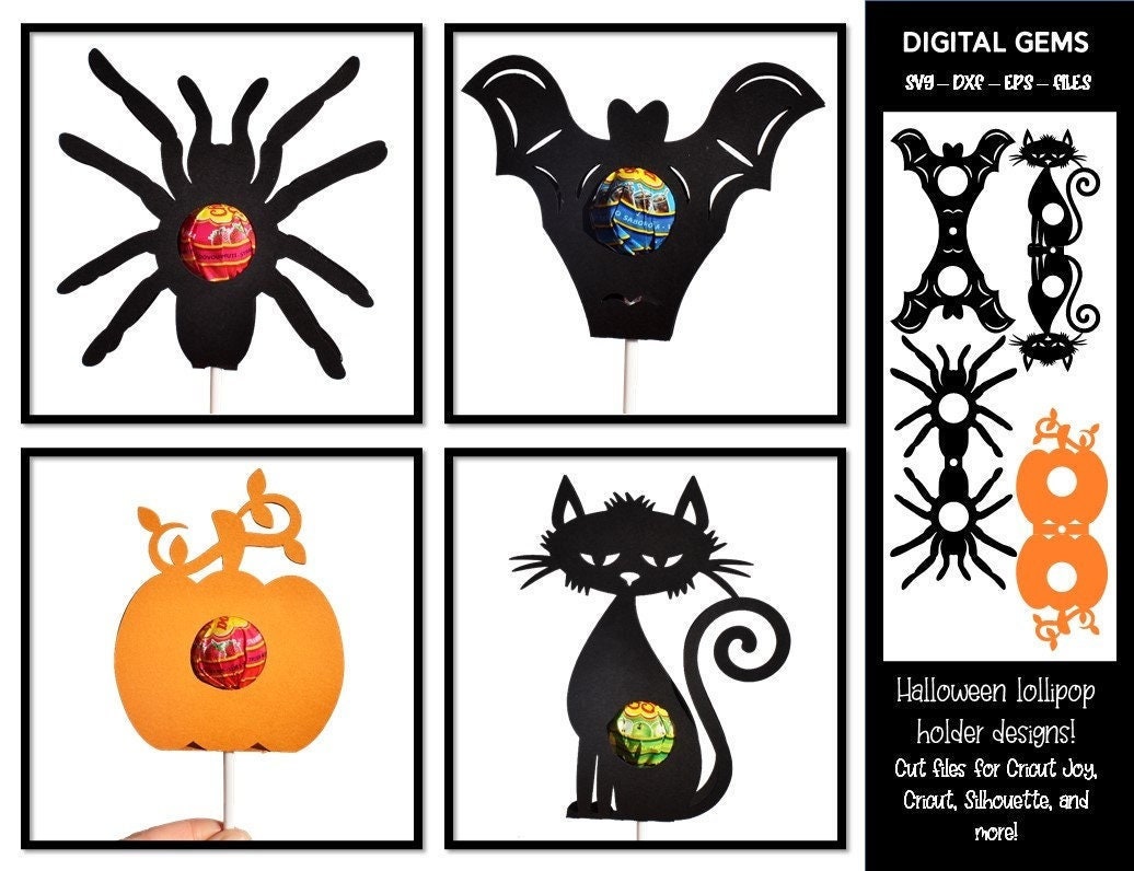 Halloween Lollipop / Sucker Holder Designs, Spider, Bat, Cat, and ...