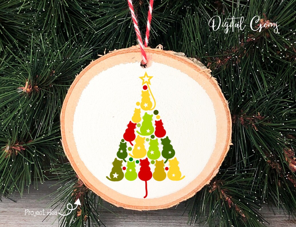 Cat Christmas Tree Design Svg / Dxf / Eps / Png Files. | Etsy