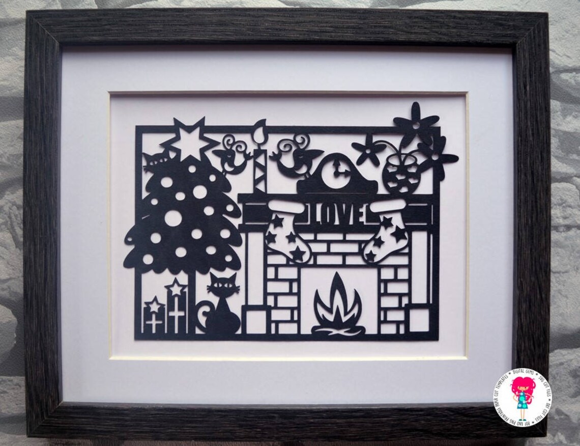 Cat Christmas Paper Cut Svg / Dxf /eps Files and Pdf / Png | Etsy