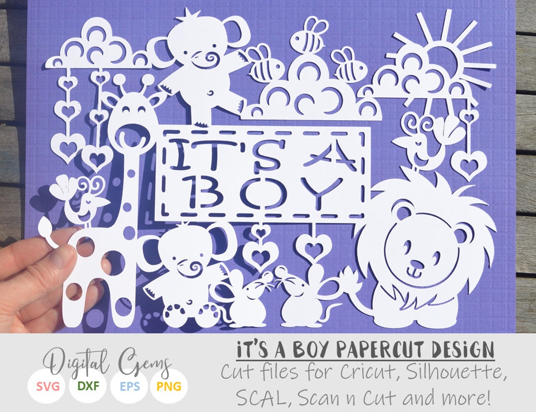 It's a Boy Paper Cut Svg / Dxf / Eps / Files and Pdf / Png Printable ...