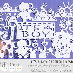 It's a Boy Paper Cut Svg / Dxf / Eps / Files and Pdf / Png Printable ...