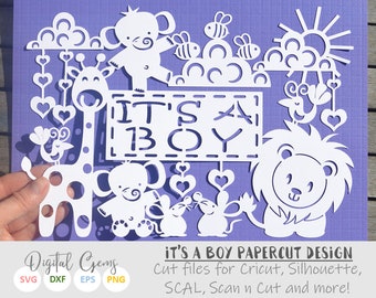 Baby Boy Paper Cut Svg / Dxf / Eps / Files and Pdf / Png | Etsy