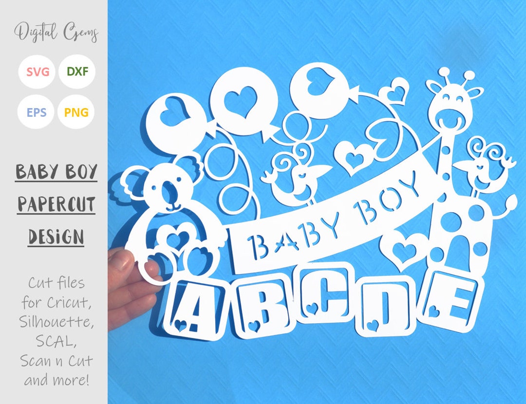 Baby Boy Paper Cut Svg / Dxf / Eps / Files and Pdf / Png Printable ...