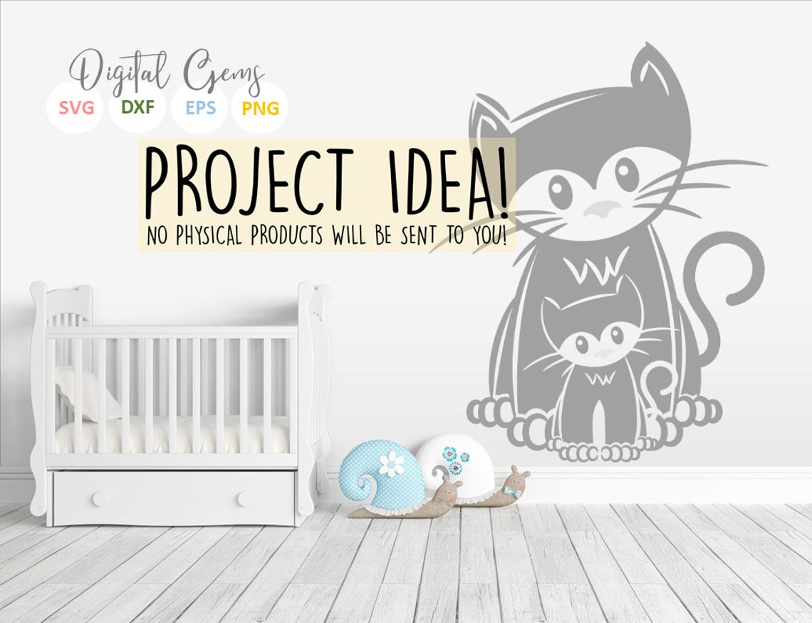 Cat and Kitten Svg / Dxf / Eps / Png Files. Download. Compatible With ...