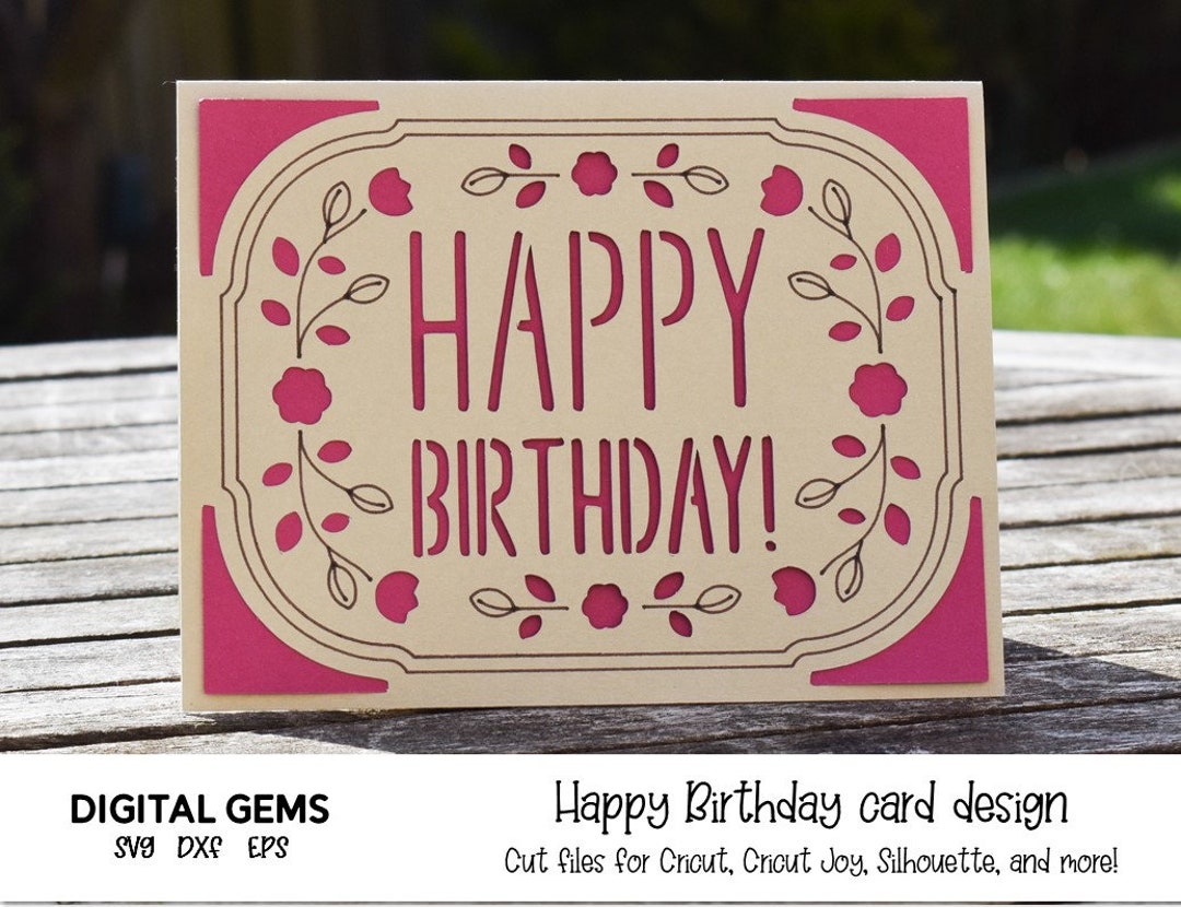Happy Birthday Cricut Joy Card Design Svg Dxf Eps Files Digital